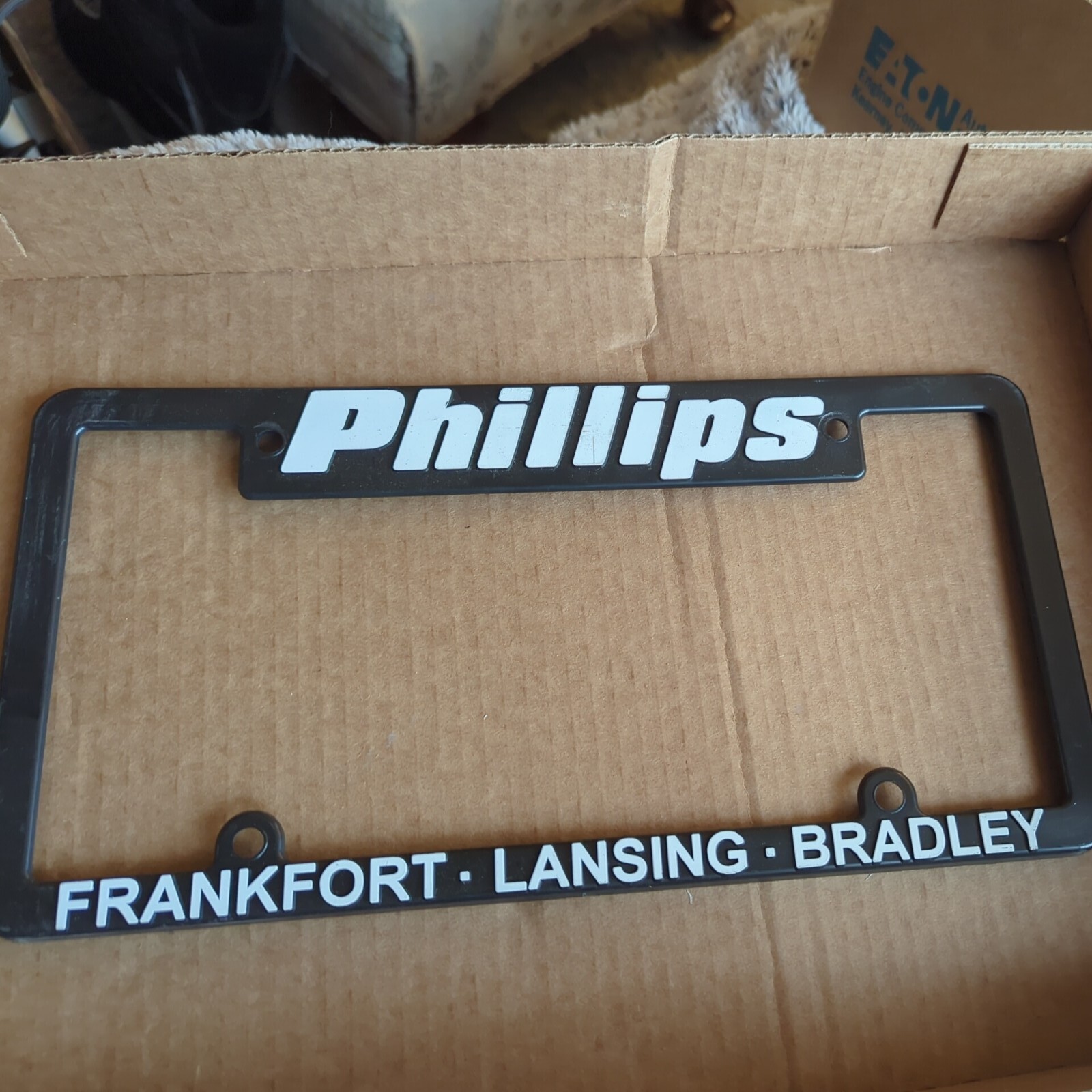 VINTAGE LICENSE PLATE frame plastic dealership Philips Frankfurt ...