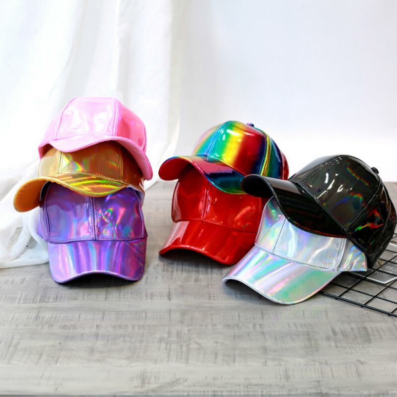 Men Women Unisex Cap Laser Metallic Baseball Hat Dance Party Hip Hop ...