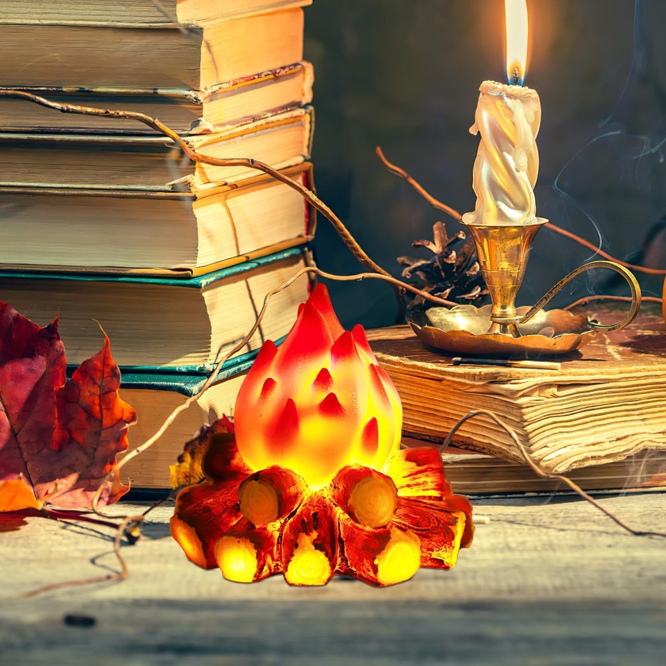 Artificial Fake Campfire Night Light, Fake Fire Pit Firewood Lamp ...