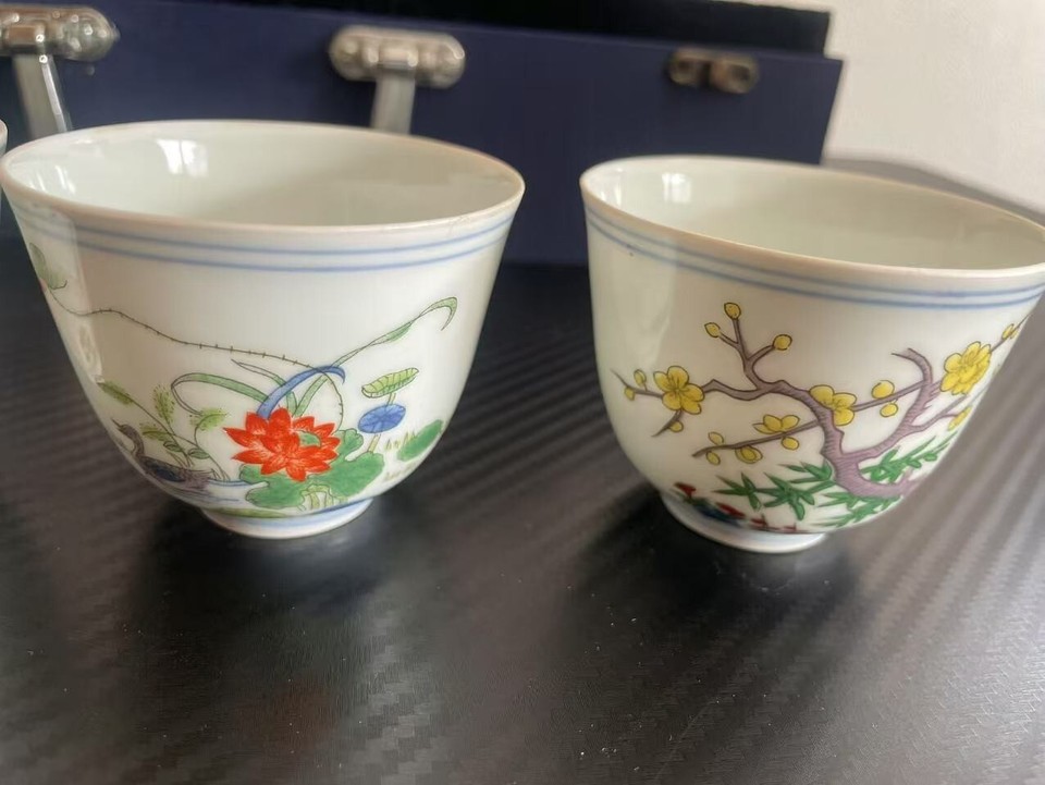 Chinese Porcelain Contrasting Colors Twelve Flower God Cups Set(Ming ...