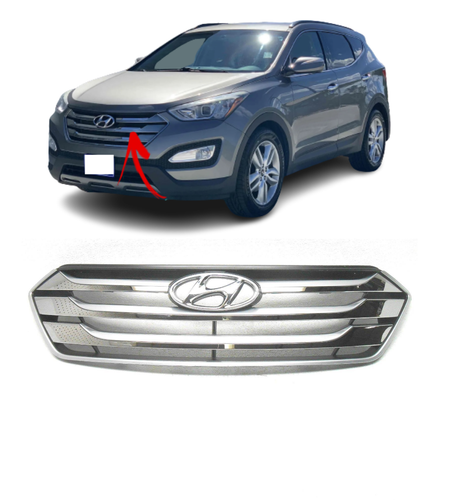 FOR HYUNDAI SANTA FE 12-17 NEW FRONT BUMPER GRILLE BLACK / CHROME 86350 ...