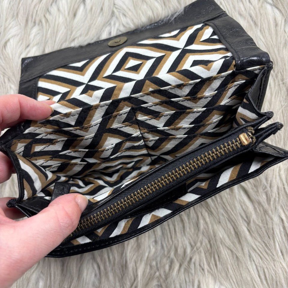 Latico NJ USA Black Soft Leather Gio Wallet Flap Snap Closure | eBay