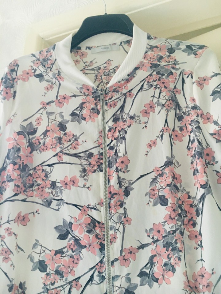 GEORGE PINK FLORAL ZIP UP TOP SIZE 16 | eBay UK