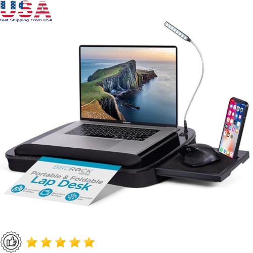 Ergonomic Memory Foam Lap Desk 15" Laptop USB Light Mouse Pad Portable ...