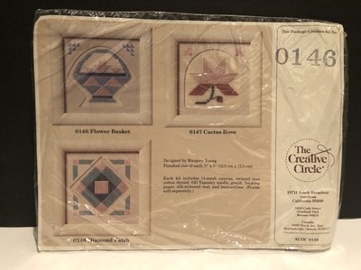 The Creative Circle Kit #0146 Flower Basket 1989 Needlepoint Embroidery ...