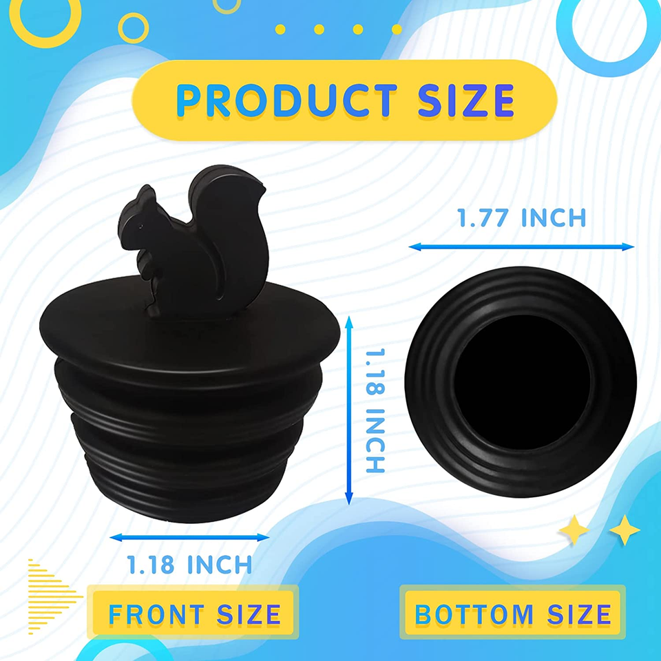 Universal Bathtub Plug - 2 Pack Silicone Tub Stopper, Black Squirrel ...