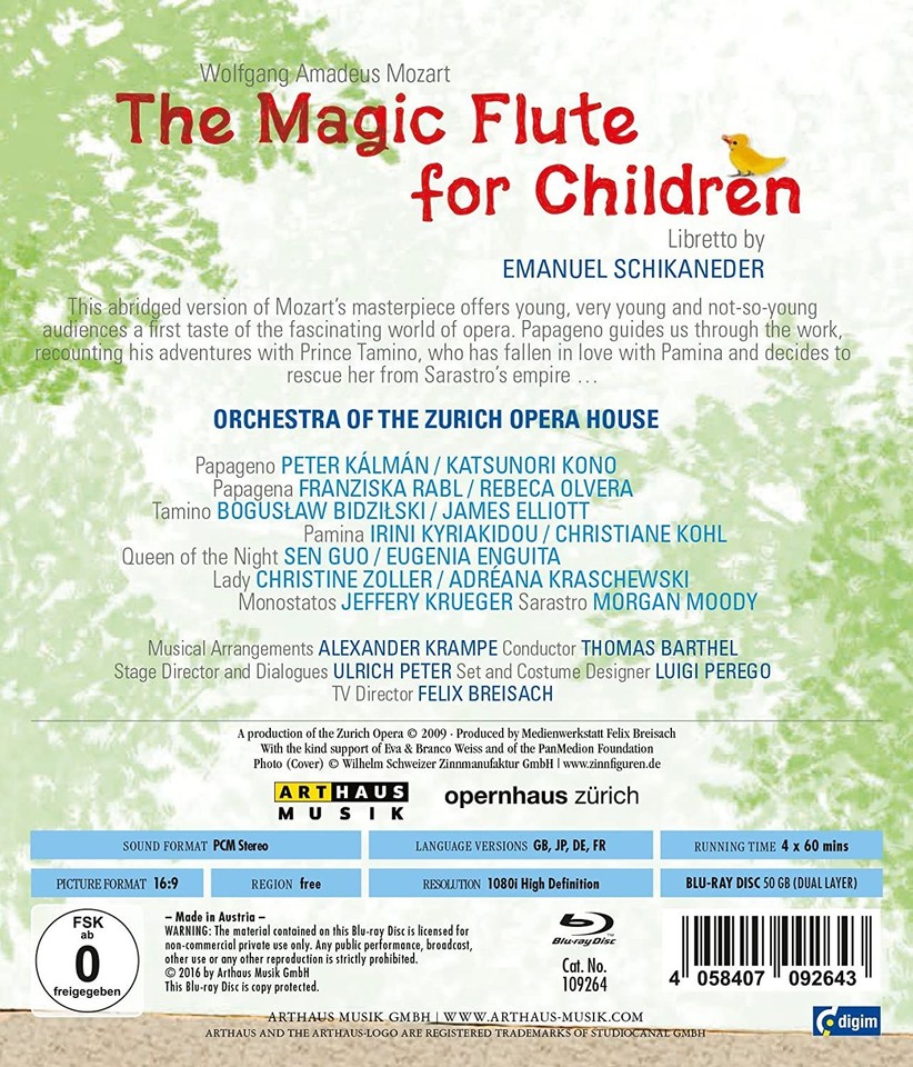 Mozart: The Magic Flute for Children (Barthel) (Blu-ray) Mozart Kalman ...