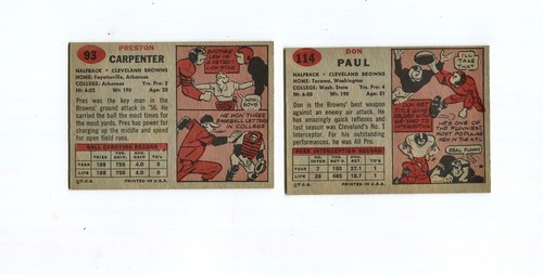Lot of 11 1957 Topps Football Cards; 6 Baltimore Colts & 5 Cleveland ...
