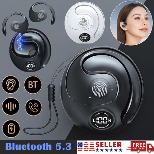 TWS Mini Bluetooth 5.3 Headset Earphones Earbuds Stereo Bass Ear Hook Headphones | eBay