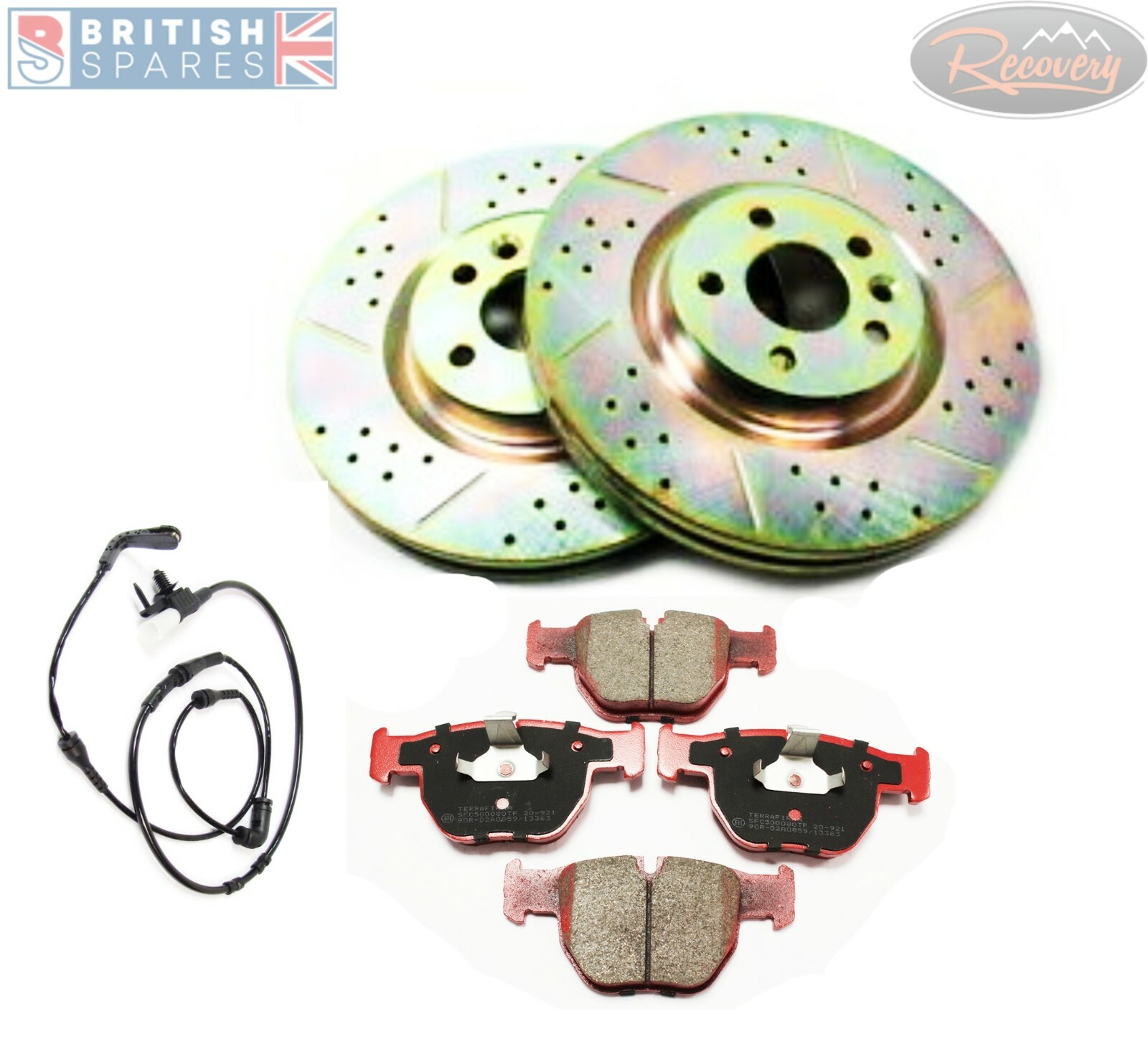 DISCOVERY SPORT 2015-2020 - FRONT DRILLED & GROOVED BRAKE DISCS & PADS ...