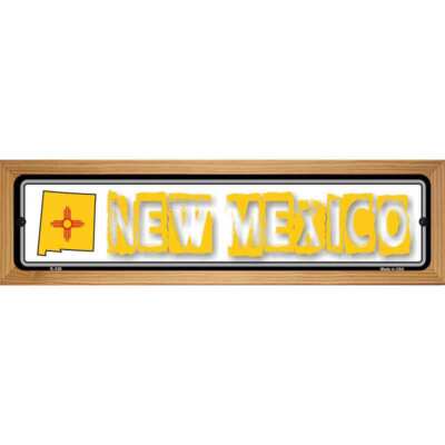 New Mexico State Outline Novelty Wood Mounted Metal Small Street Sign ...