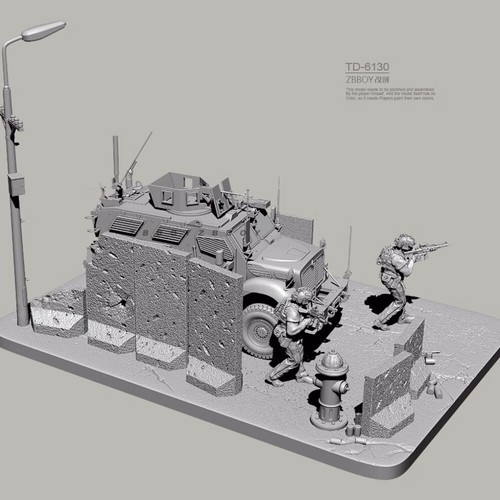 1/35 resin figure model Kit Modern Marine Corps with Armored Vehicle 3D ...