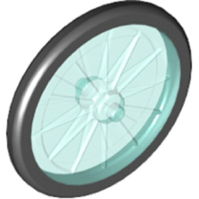 LEGO New Trans-Light Blue Wheel 1.75 cm Dim Black Hard Rubber Tire Part ...