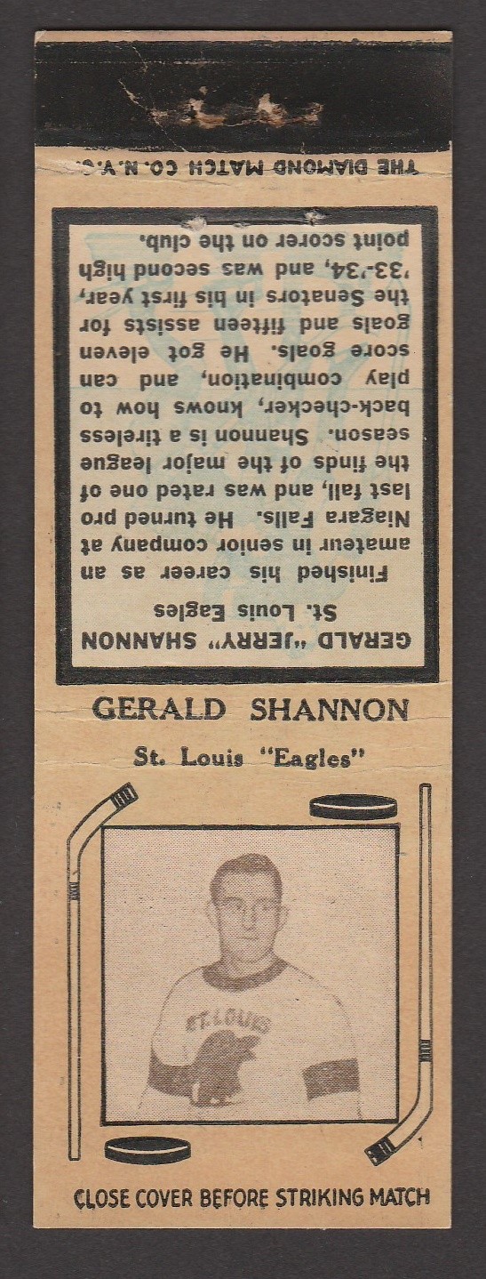 1934-35 DIAMOND MATCHBOOKS TYPE 1 GERALD SHANNON BEAUTIFUL INV A3183 | eBay
