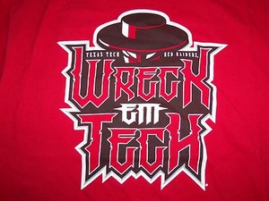 NCAA Texas Tech University Red Raiders "Wreck 'Em" Red Graphic Print T ...