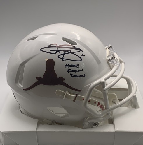 Johnny Manziel Signed Inscribed Horns Down Mini Helmet Texas A&M Aggies ...