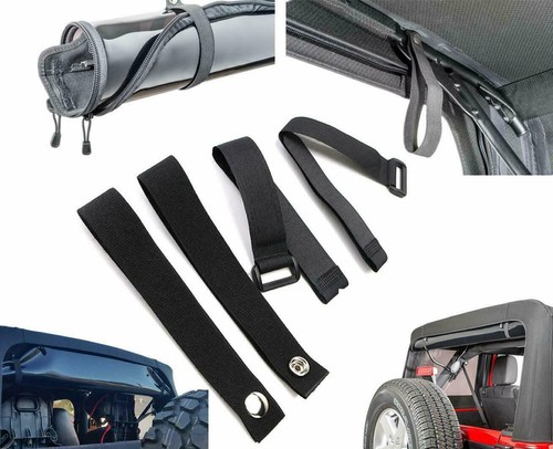 Soft Top Sunrider & Window Roll Up Snap Straps For Jeep Wrangler JK ...