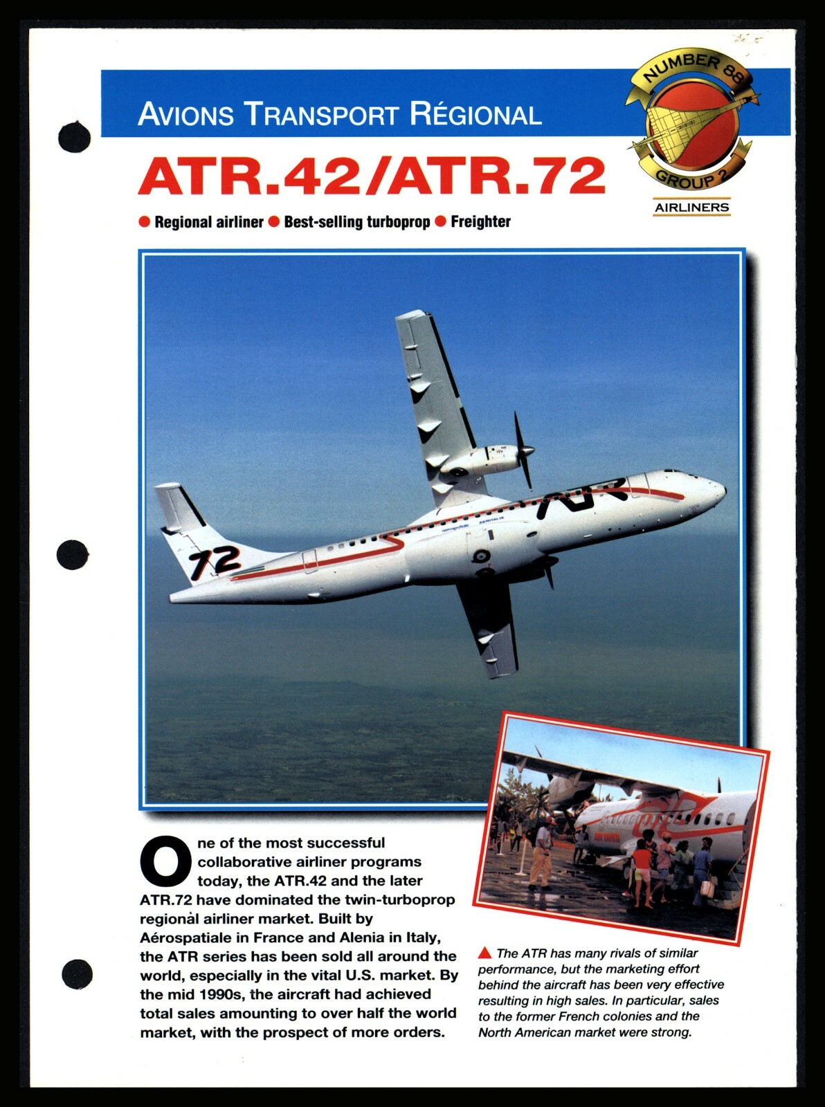 "ATR.42/ATR.72 AVIONS TRANSPORT REG" Aircraft of World Spec Sheet ...