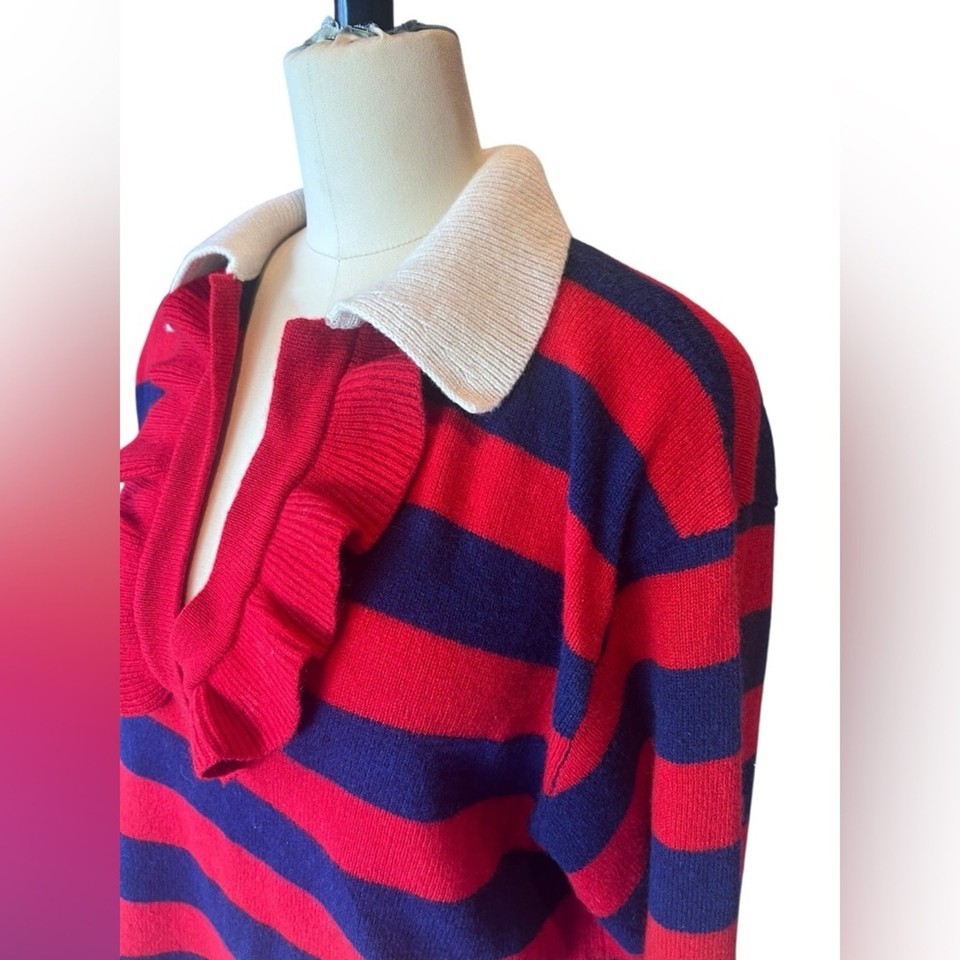 Philosophy di Lorenzo Serafina Navy/Red Stripe Ruffle Sweater size 6 ...