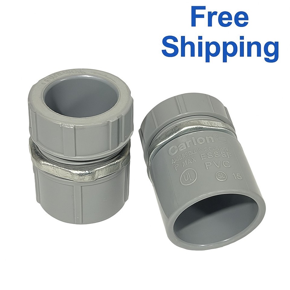 1" PVC EMT Compression Connector Electrical Conduit Fitting with Nut ...