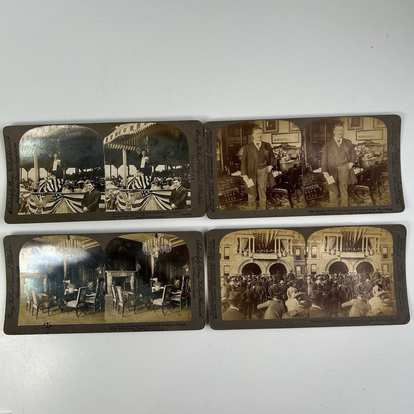 4 President Theodore Teddy Roosevelt Stereoview CARD Set Stereograph ...