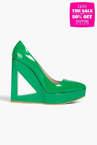 RRP€688 SARA BATTAGLIA Leather Court Shoes US7 UK4 EU37 Green Made in ...