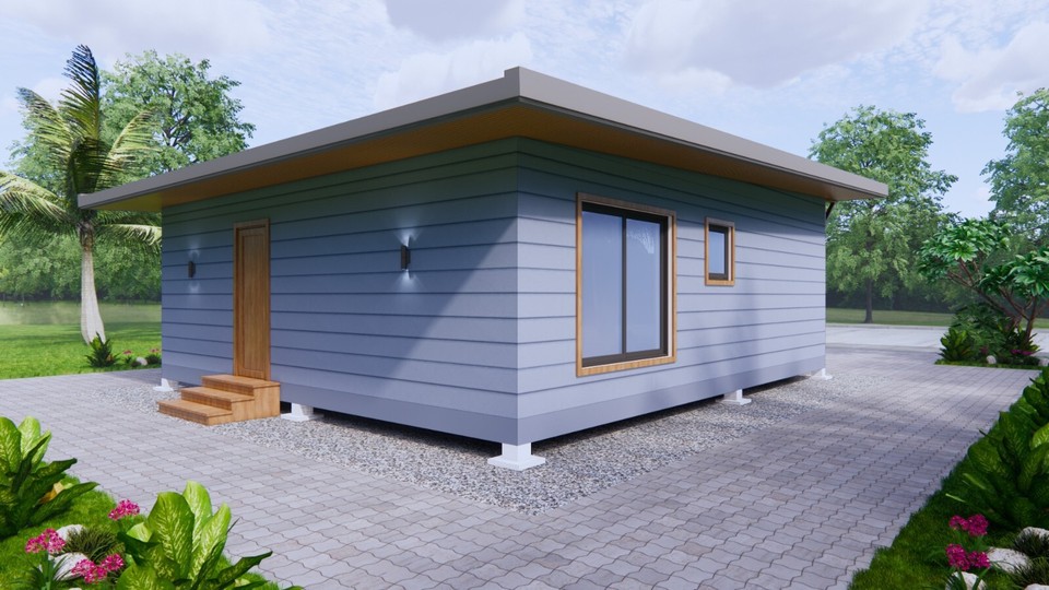 26x30 Feet Small House Plan 8x9 Meter 2 Beds 2 Bath Shed Roof PDF (A4 ...