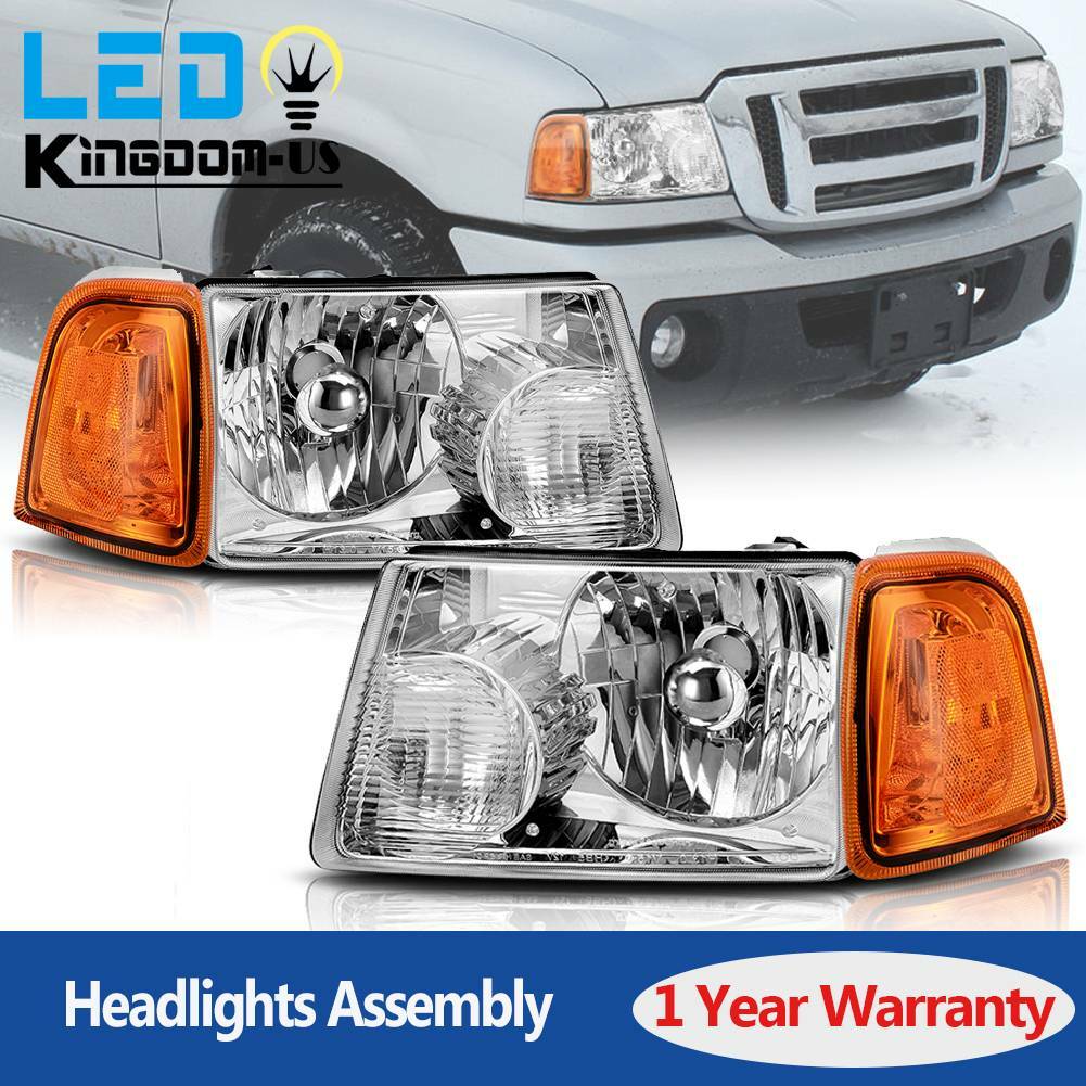 For 2001-2011 Ford Ranger Headlights Replacement 01-11 Chrome Headlamp ...