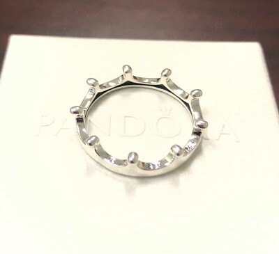 Pandora Polished Crown, Ring #198599C00 +HINGED BOX & POLISH CLOTH ...