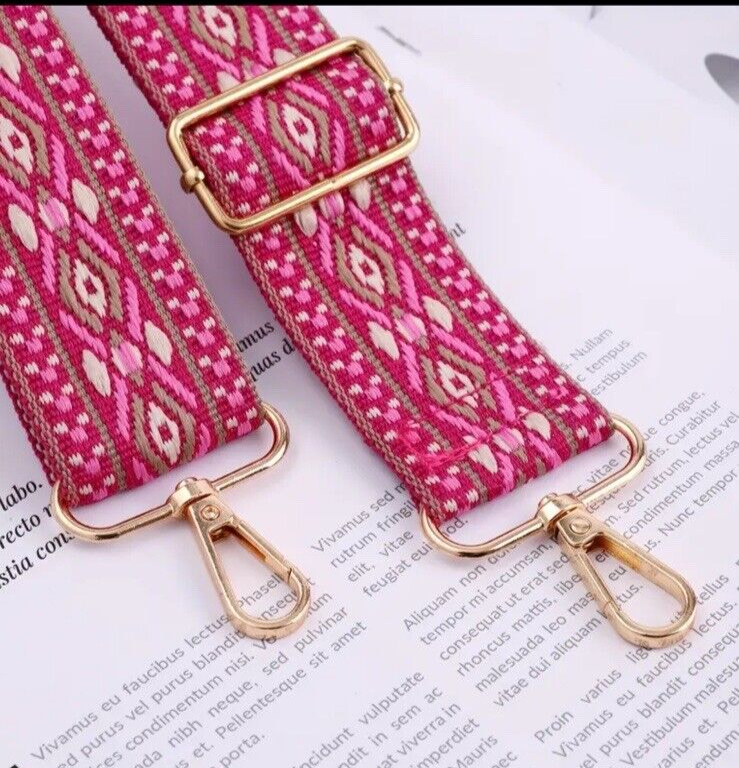 Rose Red Bag Strap Guitar Strap Geometric Pattern Shoulder Bag ...