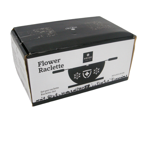 Heidi Cheese Line Flower Raclette Set 2 Pans 6 Candles 2 Spatulas Wood ...