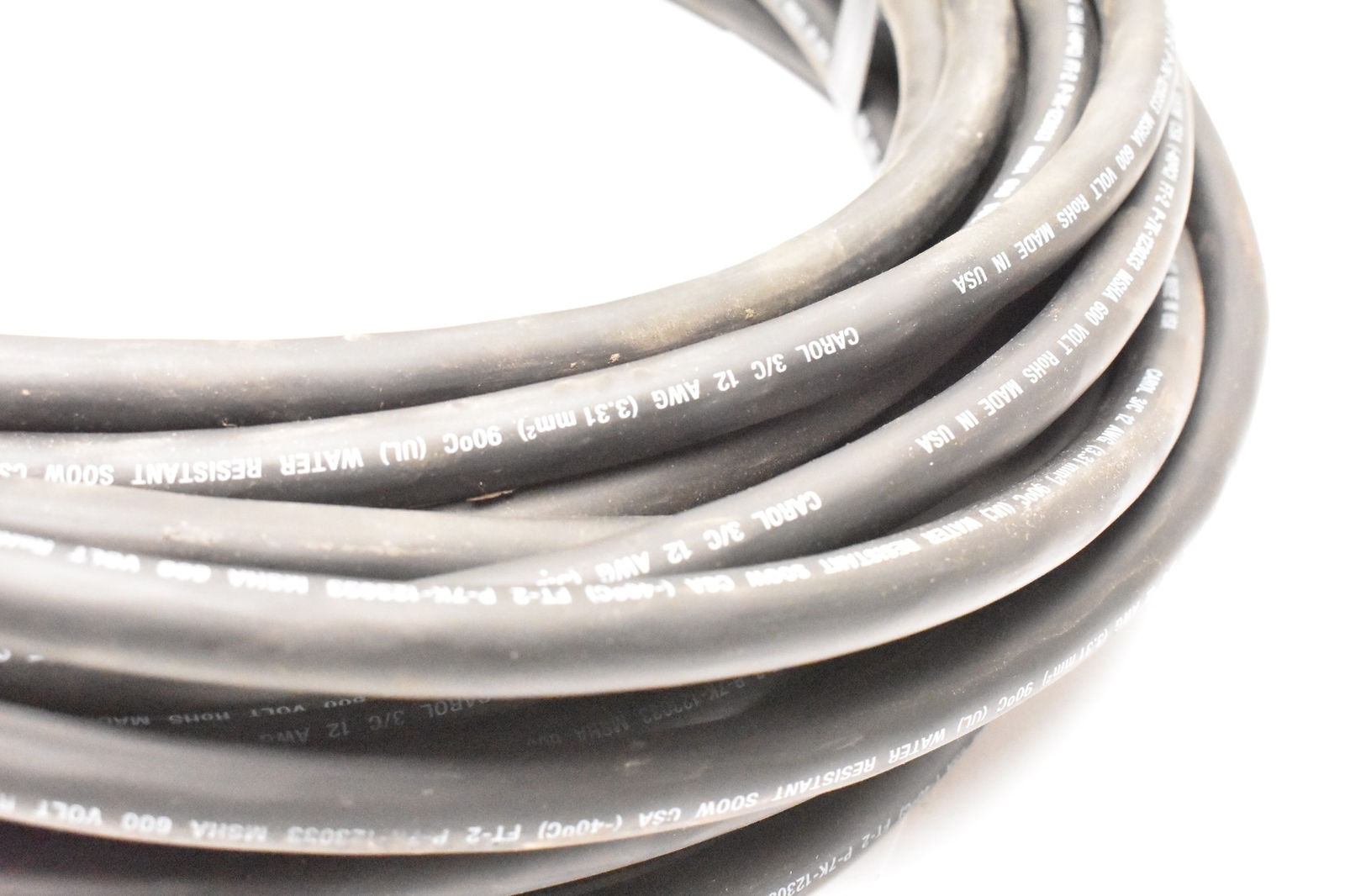 Carol P-7K-123033 Water Resistant Cable 12/3 S00W Black (80' Length) | eBay