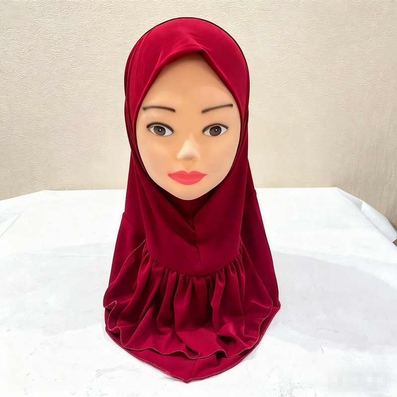 Kids Girls Hijabs Cap Malaysia Fashion Pleated Ruffle Edge Head Wrap ...