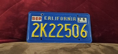 California License Plate Aluminum Single Yellow on Blue 2K22506 ...