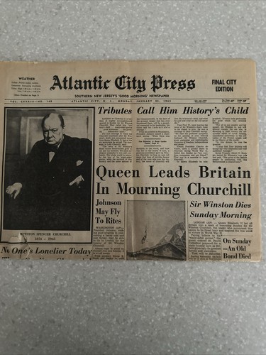ATLANTIC CITY PRESS NEWSPAPER-FINAL EDITION-CHURCHILL-TRBUTE CALL ...