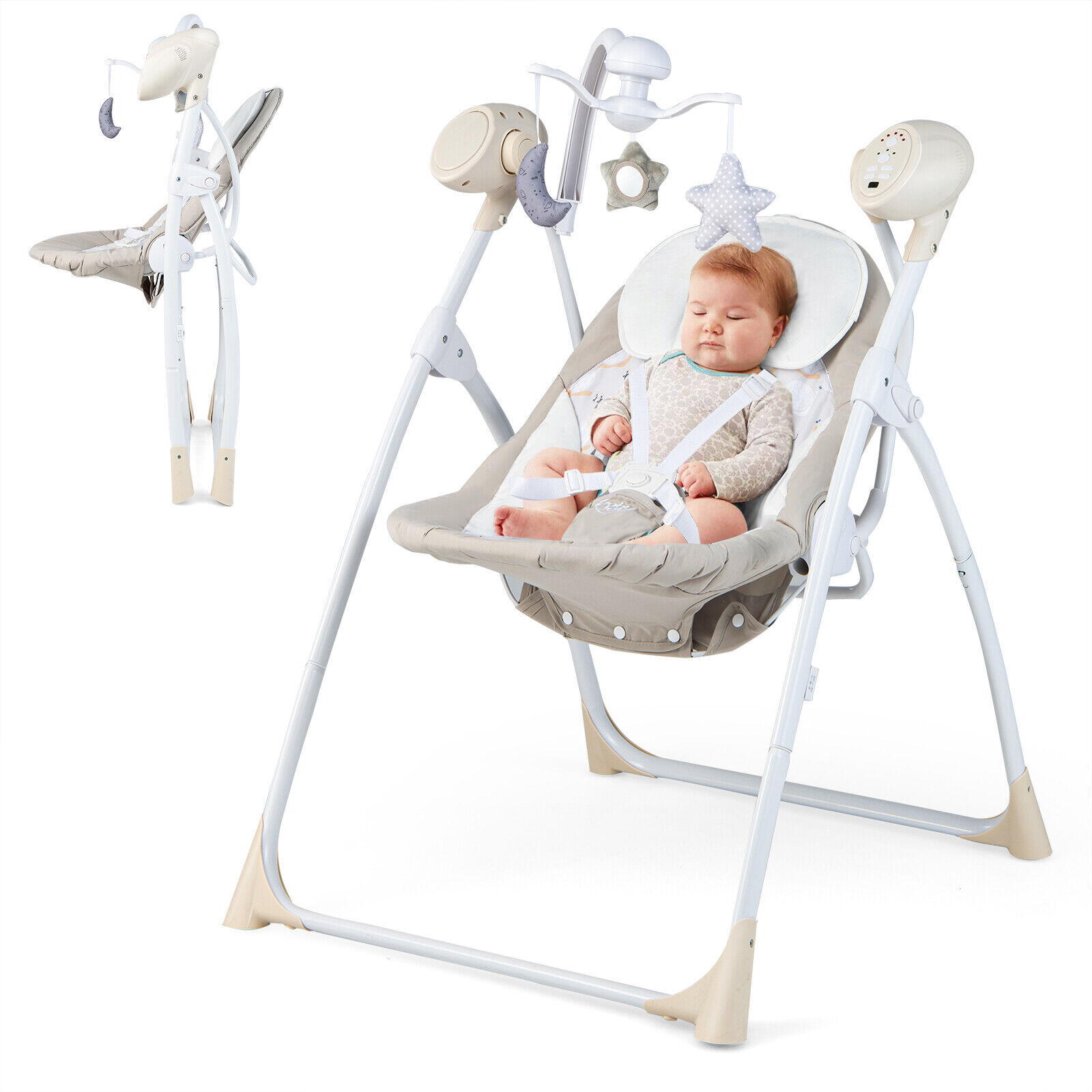 Costway BC10089GR Electric Baby Swing Foldable Portable Rocking Chair ...