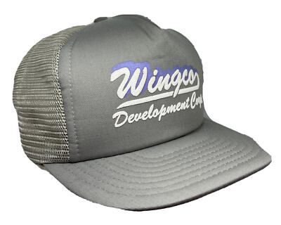Vintage Wingco Development Hat Cap Snap Back Gray Mesh Trucker Logo Ad ...
