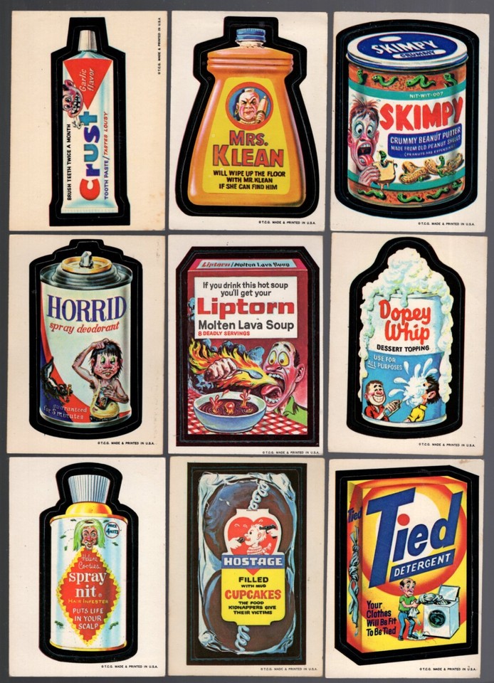 1973 Topps Wacky Packs Series 1 Partial Set 18/30 EX- TIED SKIMPY 6UP ...