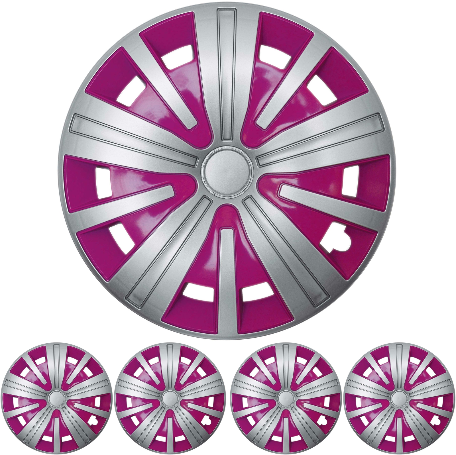 Wheel trims "Spinel BIS" in Silver / Pink 16 INCH 4x PREMIUM DESIGN ...