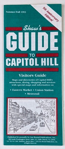 1993 Shaw's Capital Hill Visitors Guide VTG Travel Brochure Washington ...