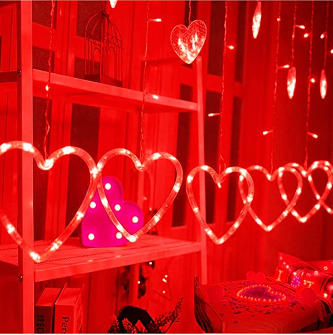 Valentine Heart String Lights Red Hearts Valentine String