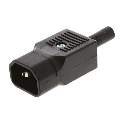 1 x Bulgin PX0686 Black Re-Wireable Straight IEC Plug, 10A 250V AC ...