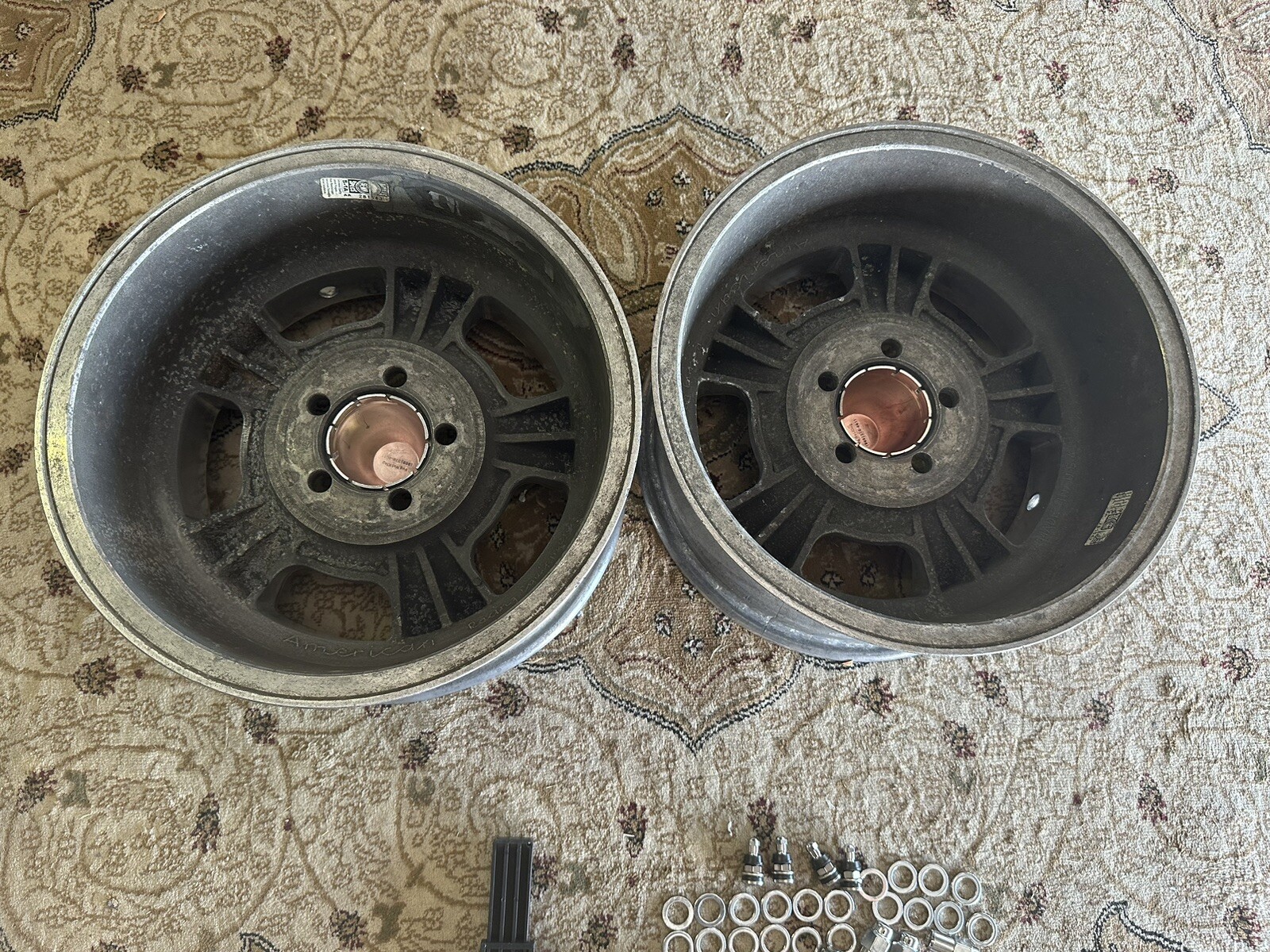 (2) PAIR REAL AMERICAN RACING POLISHED 15x7 VINTAGE SLOT MAGS 4 1/4 ...