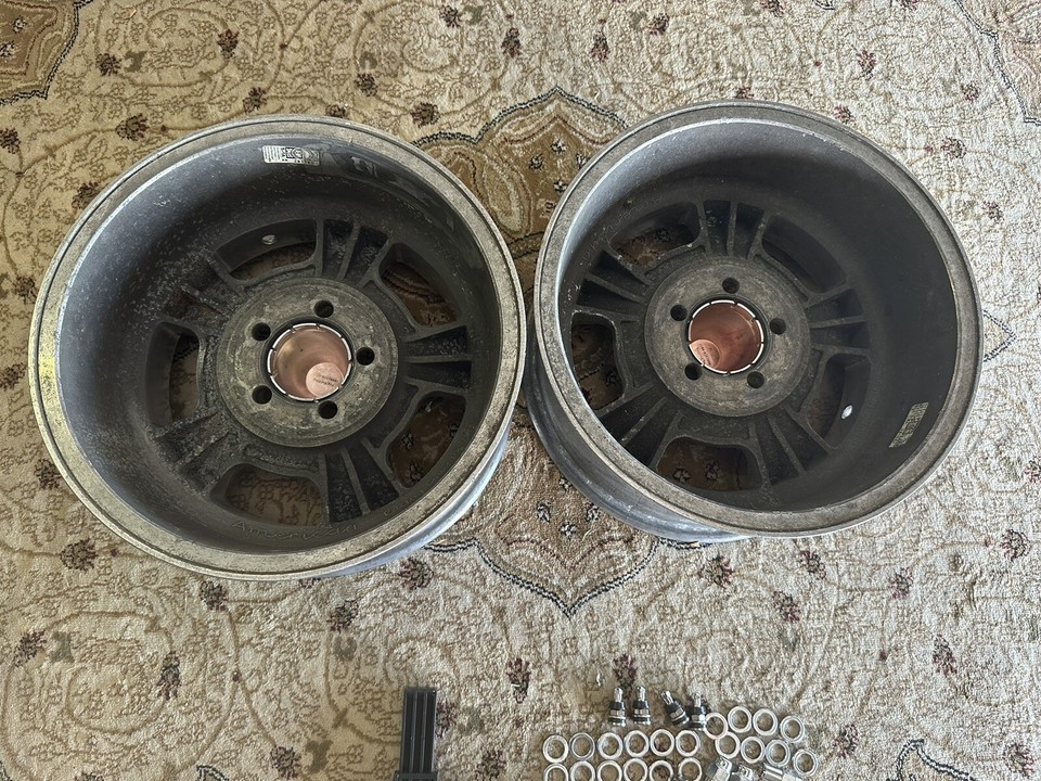 (2) PAIR REAL AMERICAN RACING POLISHED 15x7 VINTAGE SLOT MAGS 4 1/4 ...