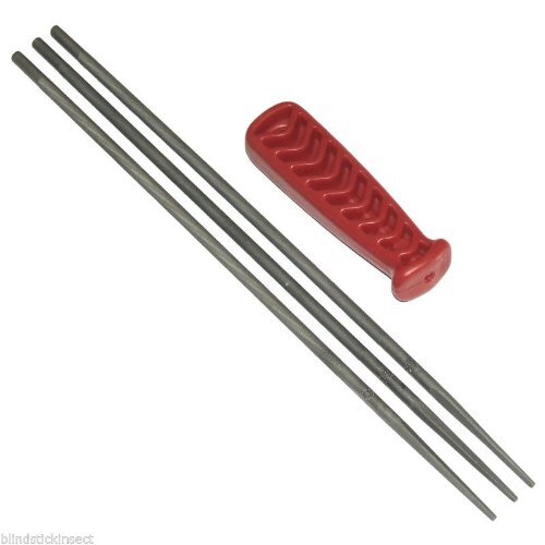 3 Round Chainsaw Saw Chain Files 4mm 5/32' & Handle | eBay