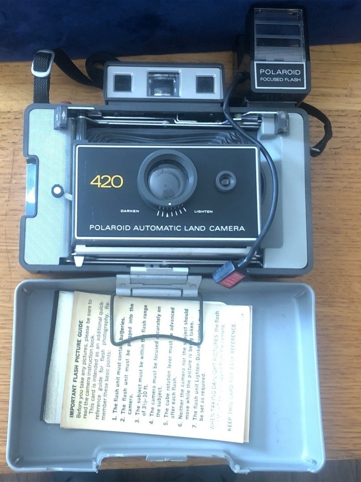 Vintage Polaroid 420 Automatic Land Camera With Flash & Case | eBay