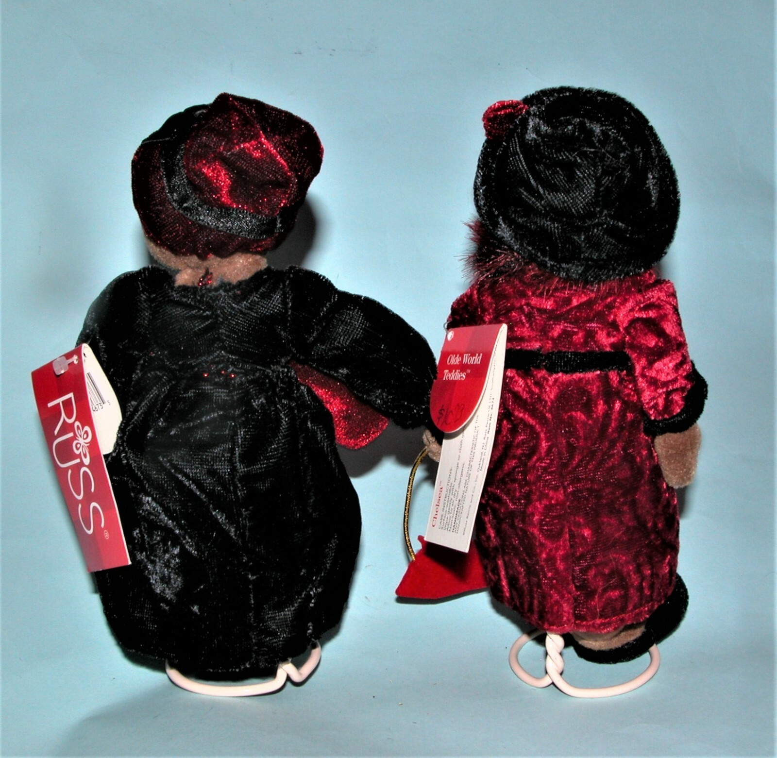 Russ Berrie Winter bear dolls 2 pc set #4673 NEW, Old World Teddies w ...