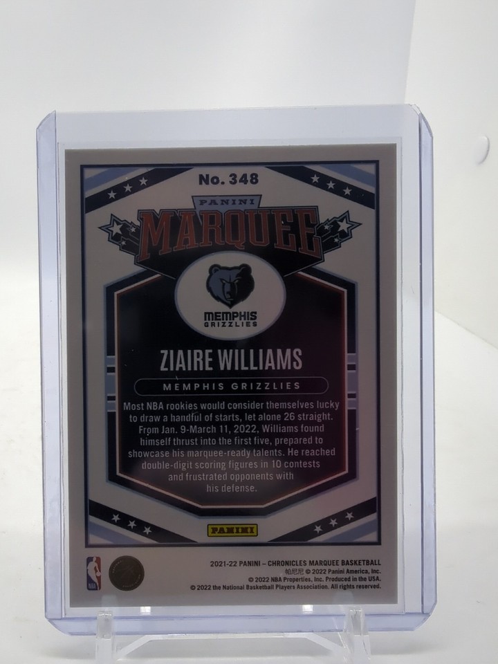 2021-22 Panini Chronicles Marquee Zaire Williams #348 Pink RC Memphis ...