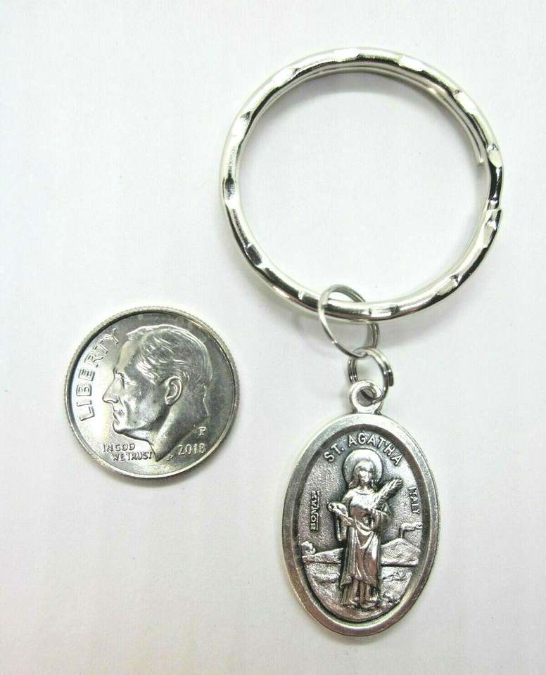 St Agatha Medal Key Ring w/ Gift Box & Prayer Card | eBay