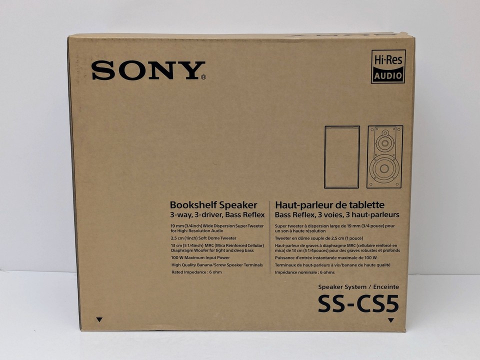 Sony SS-CS5 3-Way 3-Driver Bass Reflex Stereo Bookshelf Speakers New | eBay